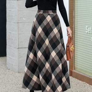 Plaid Wool Skirt, Wool Maxi Skirt Women, Winter Skirt Women, A-line Skirt, Warm Winter Skirt ...