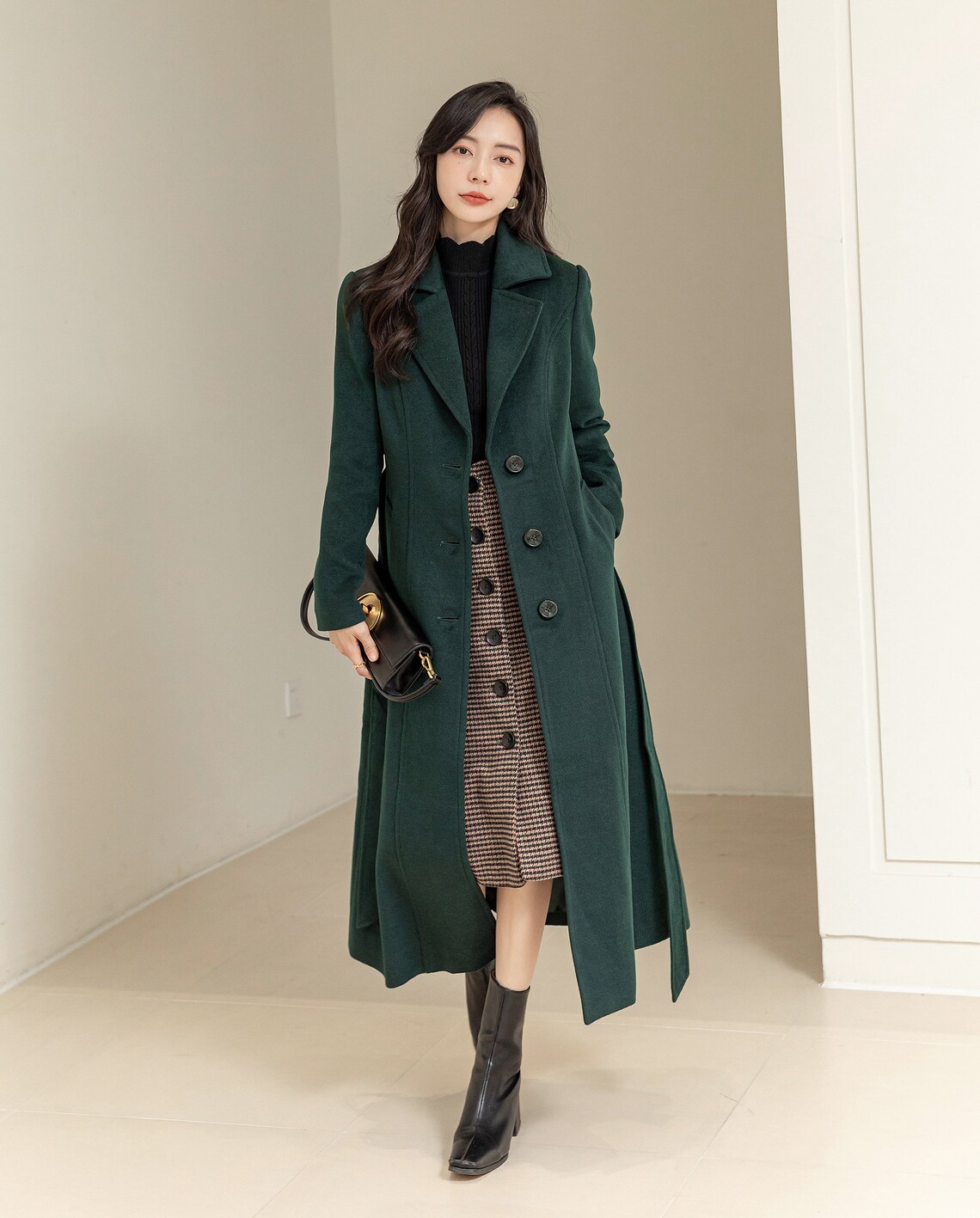 Women's Green Wool Coat Long Wool Coat Winter Warm Coat - Etsy