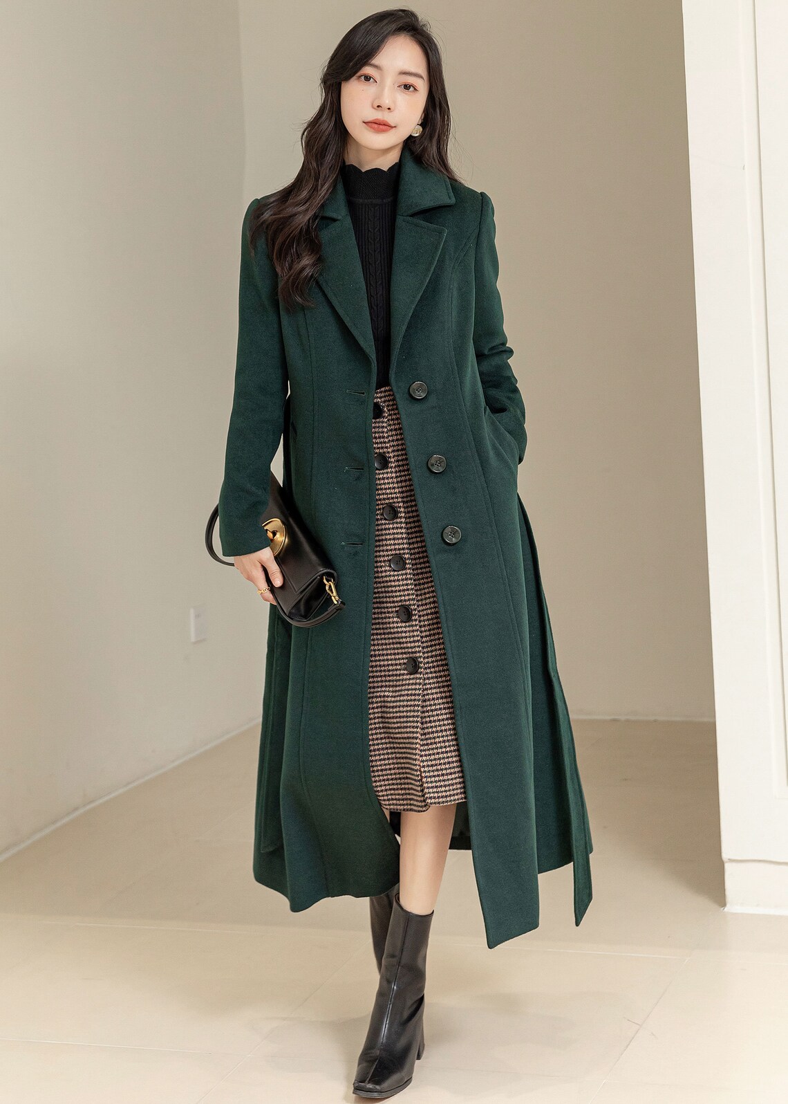 Women's Green Wool Coat Long Wool Coat Winter Warm Coat - Etsy