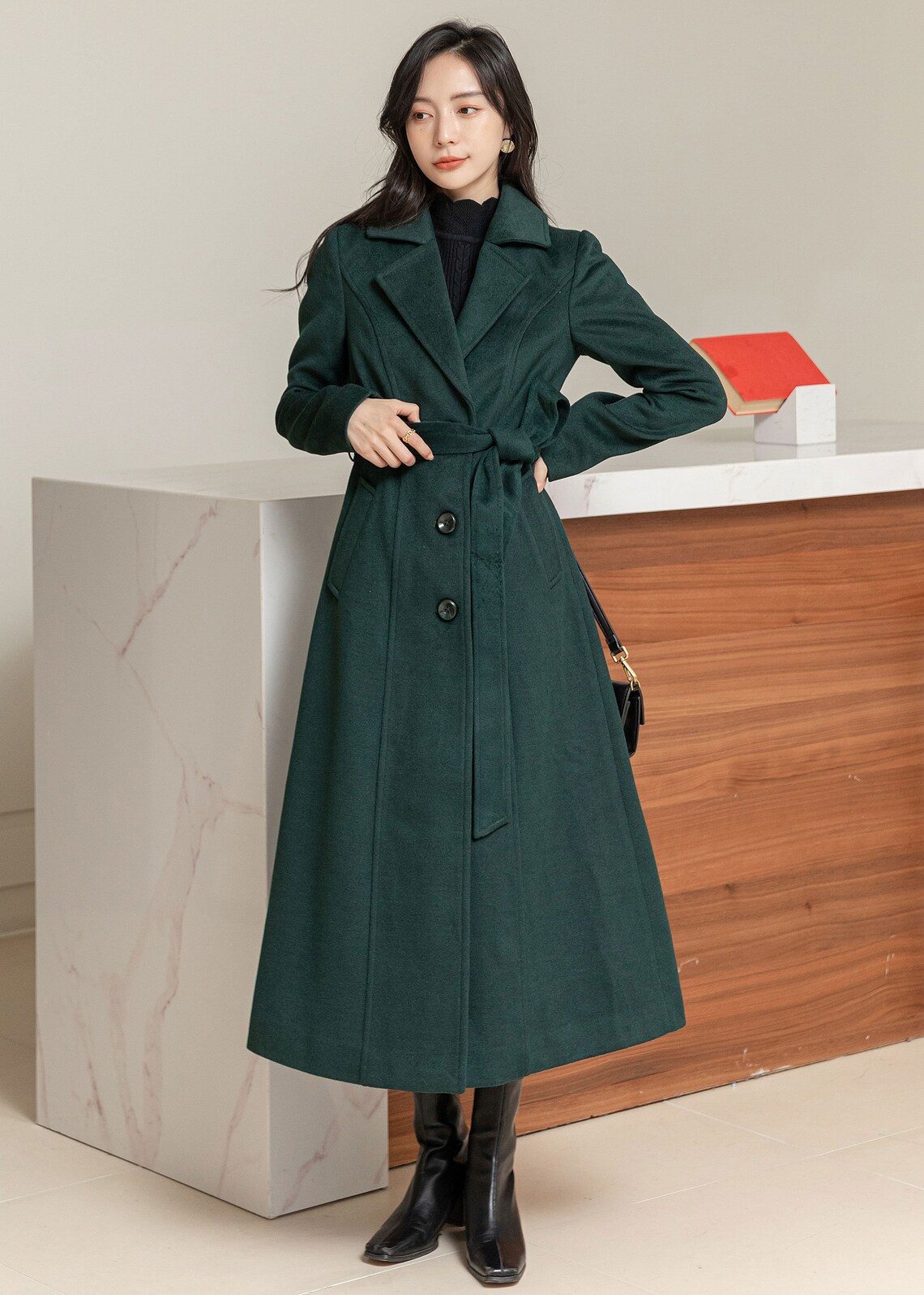 Women's Green Wool Coat Long Wool Coat Winter Warm Coat - Etsy
