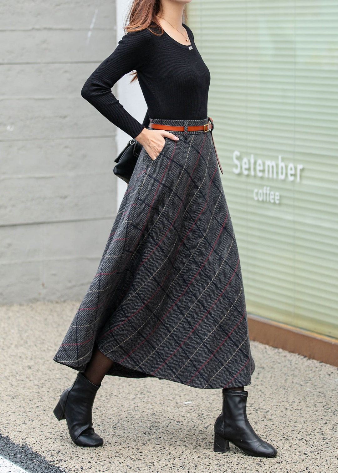 Plaid Skirt, Wool Skirt Women, Winter Skirt, Midi Skirt, A-line Skirt ...