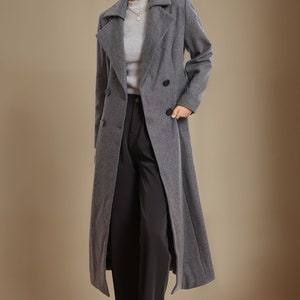 Gray Wool Coat, Womens Long Wool Coat, Winter Coat Women, Wool Coat ...