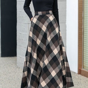 Plaid Wool Skirt, Wool Maxi Skirt Women, Winter Skirt Women, A-line Skirt, Warm Winter Skirt ...