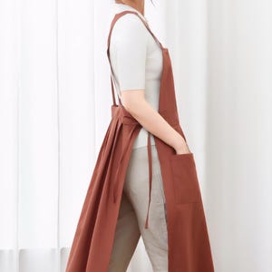 Casual Linen Apron Dress in Earthy Terracotta – Perfect for Every ...