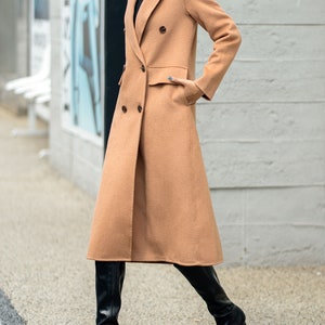 Camel Wool Coat, Long Wool Coat, Wool Warm Coat, Trench Wool Coat ...