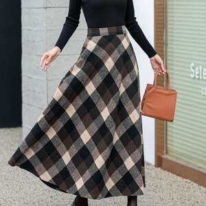 Plaid Wool Skirt, Wool Maxi Skirt Women, Winter Skirt Women, A-line Skirt, Warm Winter Skirt ...