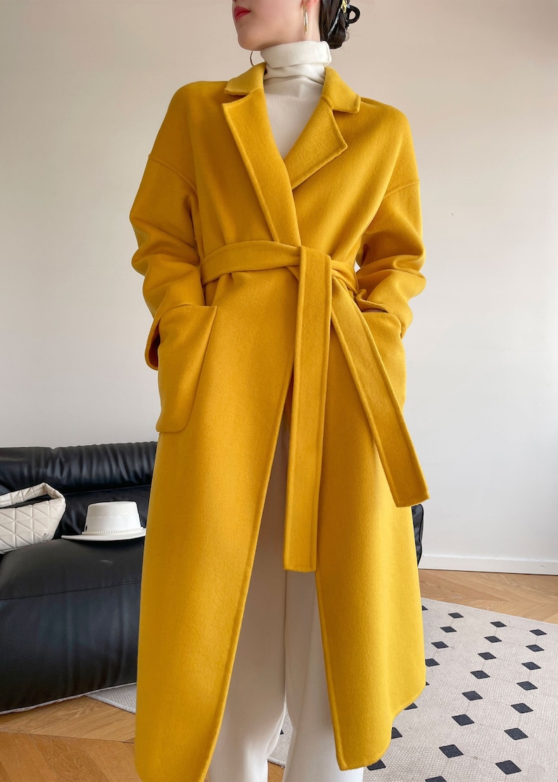 Yellow Wool Coat Long Wool Coat Oversized Wool Coat - Etsy