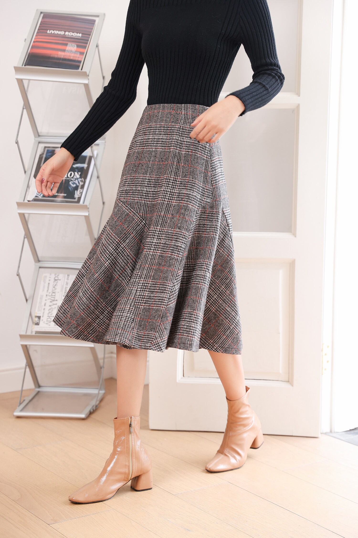 Short Wool Skirt, Midi Wool Skirt, A Line Wool Skirt, Winter Warm Wool ...