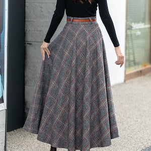 Long Wool Skirt, Plaid Wool Skirt, Womens Winter Skirt, A-line Skirt, Warm Winter Skirt, Plus ...