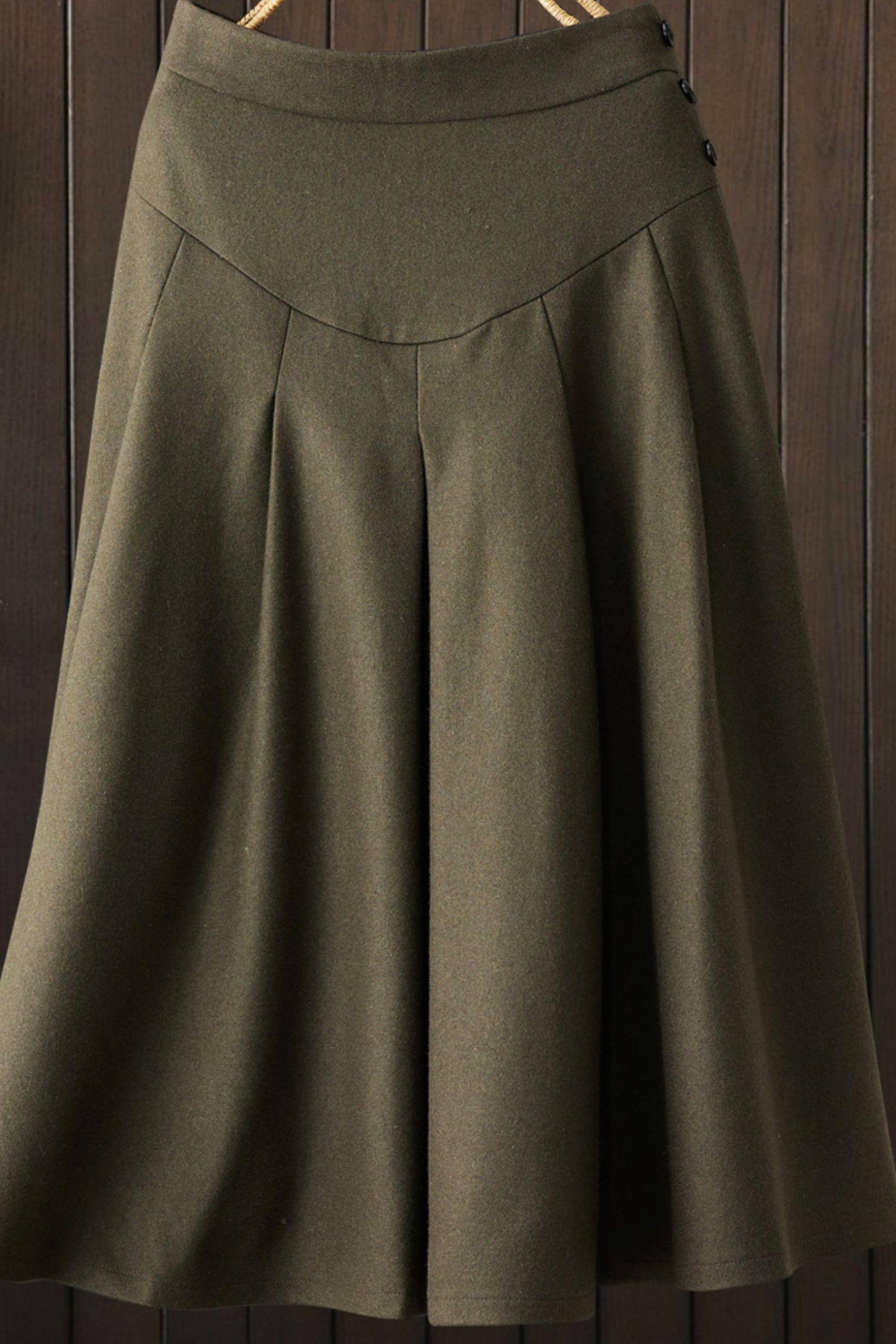 Wool Skirt, Midi Wool Skirt, Pleated Wool Skirt, Winter Wool Skirt ...