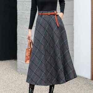 Plaid Skirt, Wool Skirt Women, Winter Skirt, Midi Skirt, A-line Skirt ...