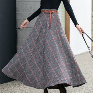 Long Wool Skirt, Plaid Wool Skirt, Womens Winter Skirt, A-line Skirt, Warm Winter Skirt, Plus ...
