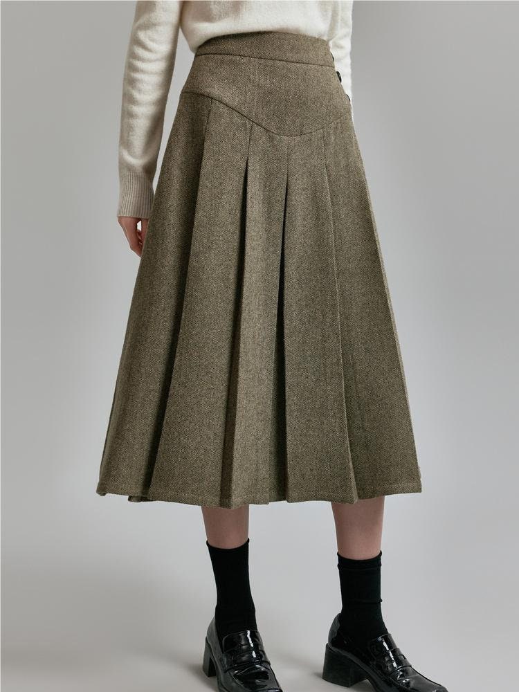 Wool Skirt, Midi Wool Skirt, Pleated Wool Skirt, Winter Wool Skirt Women, A-line Wool Skirt ...