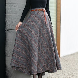 Long Wool Skirt, Plaid Wool Skirt, Womens Winter Skirt, A-line Skirt, Warm Winter Skirt, Plus ...