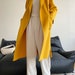 Yellow Wool Coat, Long Wool Coat, Oversized Wool Coat, Women's Autumn ...