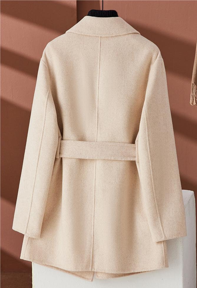 Wool Wrap Coat, Short Wool Coat, Women's Autumn Winter Wool Coat With ...