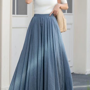 Blue Summer Spring Long Maxi Skirt, Boho Cotton Linen Skirt, Women’s ...