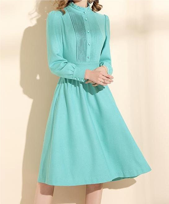 Pleated Wool Dress Swing Wool Dress A Line Dress Womens - Etsy