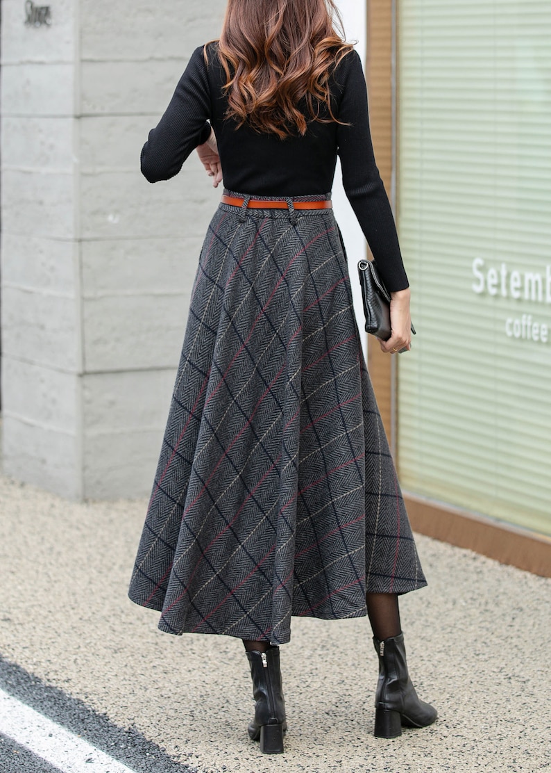 Plaid Skirt Wool Skirt Women Winter Skirt Midi Skirt - Etsy