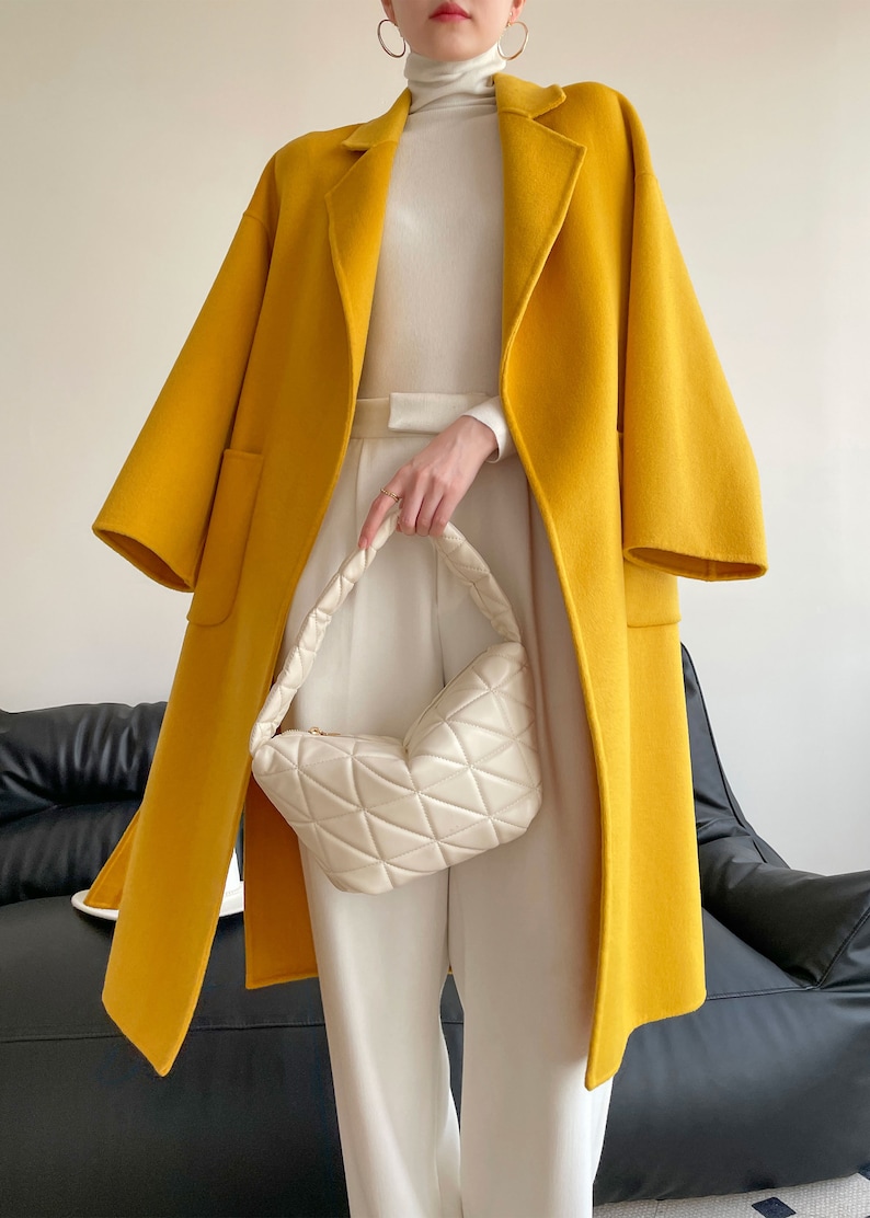 Yellow Wool Coat Long Wool Coat Oversized Wool Coat - Etsy