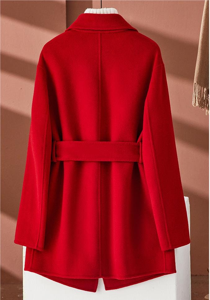 Wool Wrap Coat, Short Wool Coat, Women's Autumn Winter Wool Coat With ...