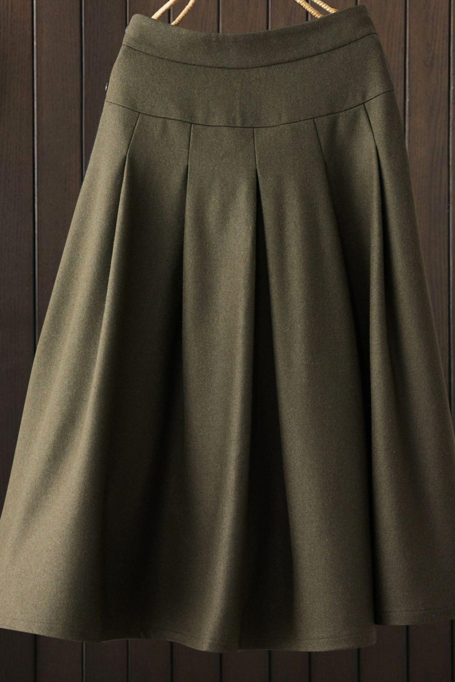 Wool Skirt, Midi Wool Skirt, Pleated Wool Skirt, Winter Wool Skirt ...
