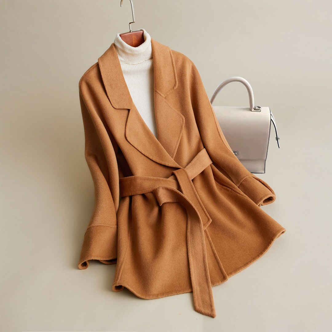 Short Wool Coat, Wool Wrap Coat, Women's Autumn Winter Wool Coat With ...