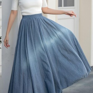Blue Summer Spring Long Maxi Skirt, Boho Cotton Linen Skirt, Women’s ...