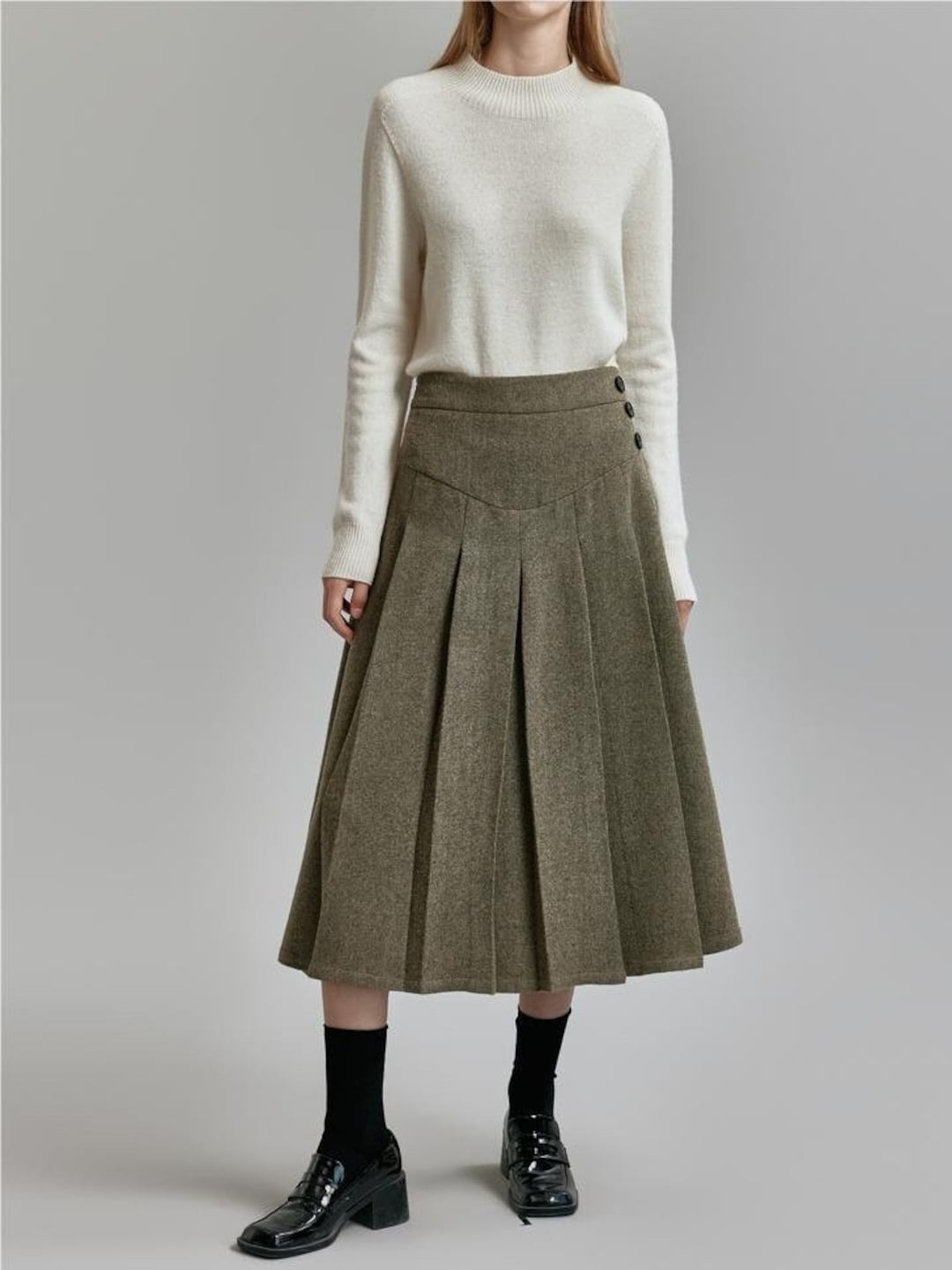 Wool Skirt, Midi Wool Skirt, Pleated Wool Skirt, Winter Wool Skirt ...