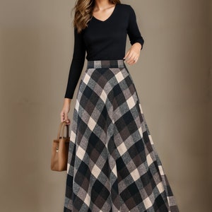 Plaid Wool Skirt, Wool Maxi Skirt Women, Winter Skirt Women, A-line ...