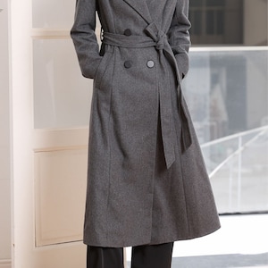 Gray Wool Coat, Womens Long Wool Coat, Winter Coat Women, Wool Coat ...