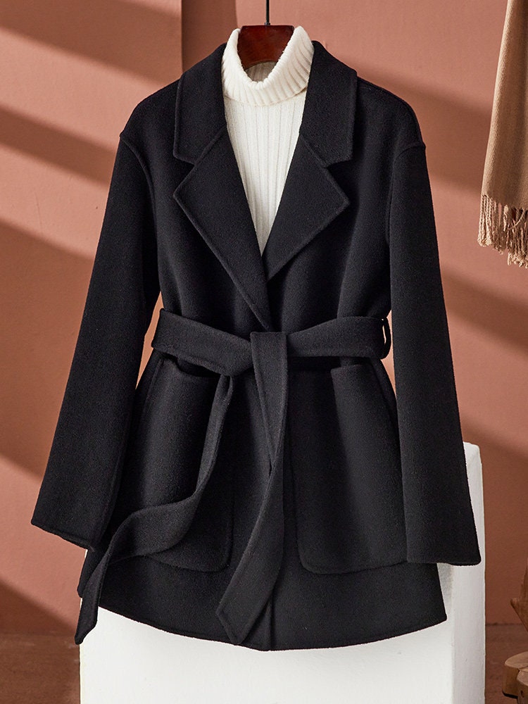 Wool Wrap Coat, Short Wool Coat, Women's Autumn Winter Wool Coat With ...