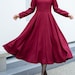Red Wool Dress, Midi Wool Dress, Vintage Inspired Swing Wool Dress ...