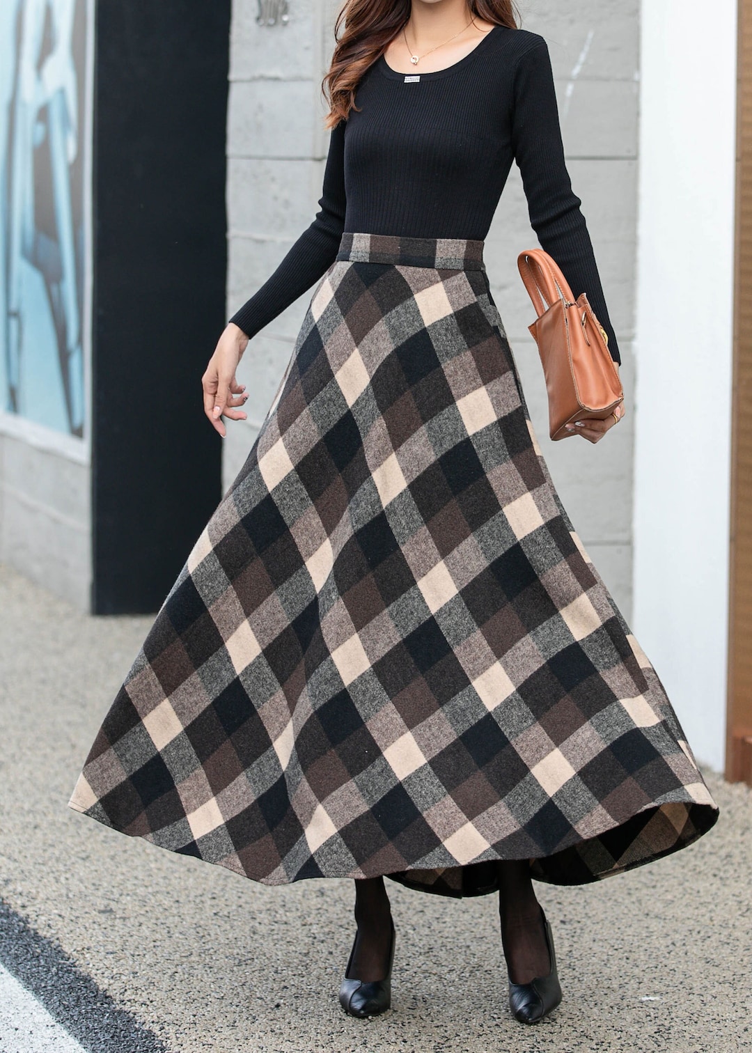 Plaid Wool Skirt, Wool Maxi Skirt Women, Winter Skirt Women, A-line ...