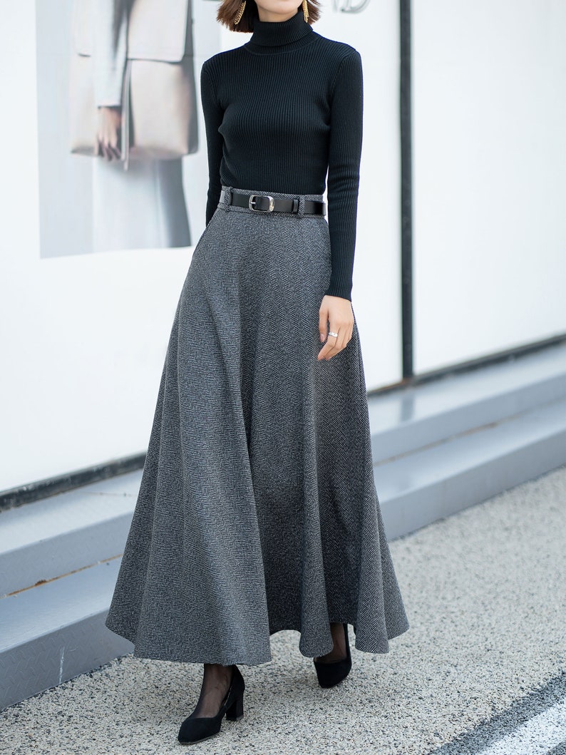 Gray Wool Skirt, Winter Wool Skirt Women, Midi Wool Skirt, A-line Skirt ...