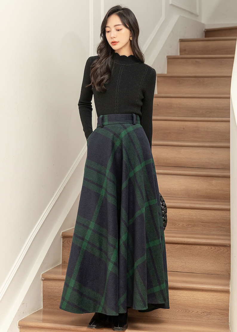 Women's Long Wool Maxi Plaid Skirt Wool Maxi Skirt Women - Etsy