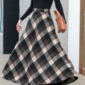 Plaid Wool Skirt, Wool Maxi Skirt Women, Winter Skirt Women, A-line ...