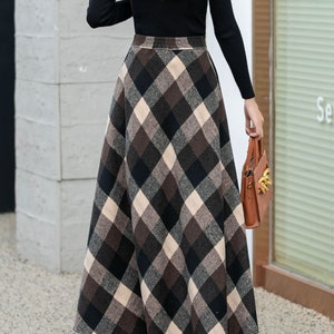 Plaid Wool Skirt, Wool Maxi Skirt Women, Winter Skirt Women, A-line ...
