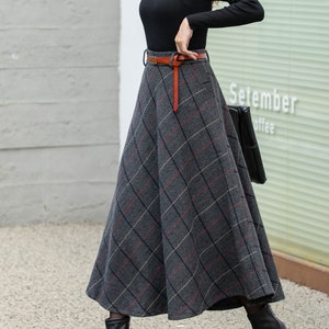 Plaid Skirt, Wool Skirt Women, Winter Skirt, Midi Skirt, A-line Skirt ...