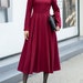 Red Wool Dress, Midi Wool Dress, Vintage Inspired Swing Wool Dress ...