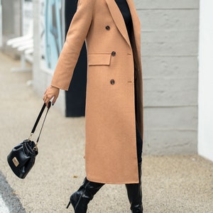 Camel Wool Coat, Long Wool Coat, Wool Warm Coat, Trench Wool Coat ...