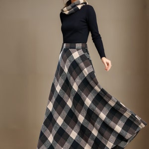 Plaid Wool Skirt, Wool Maxi Skirt Women, Winter Skirt Women, A-line ...