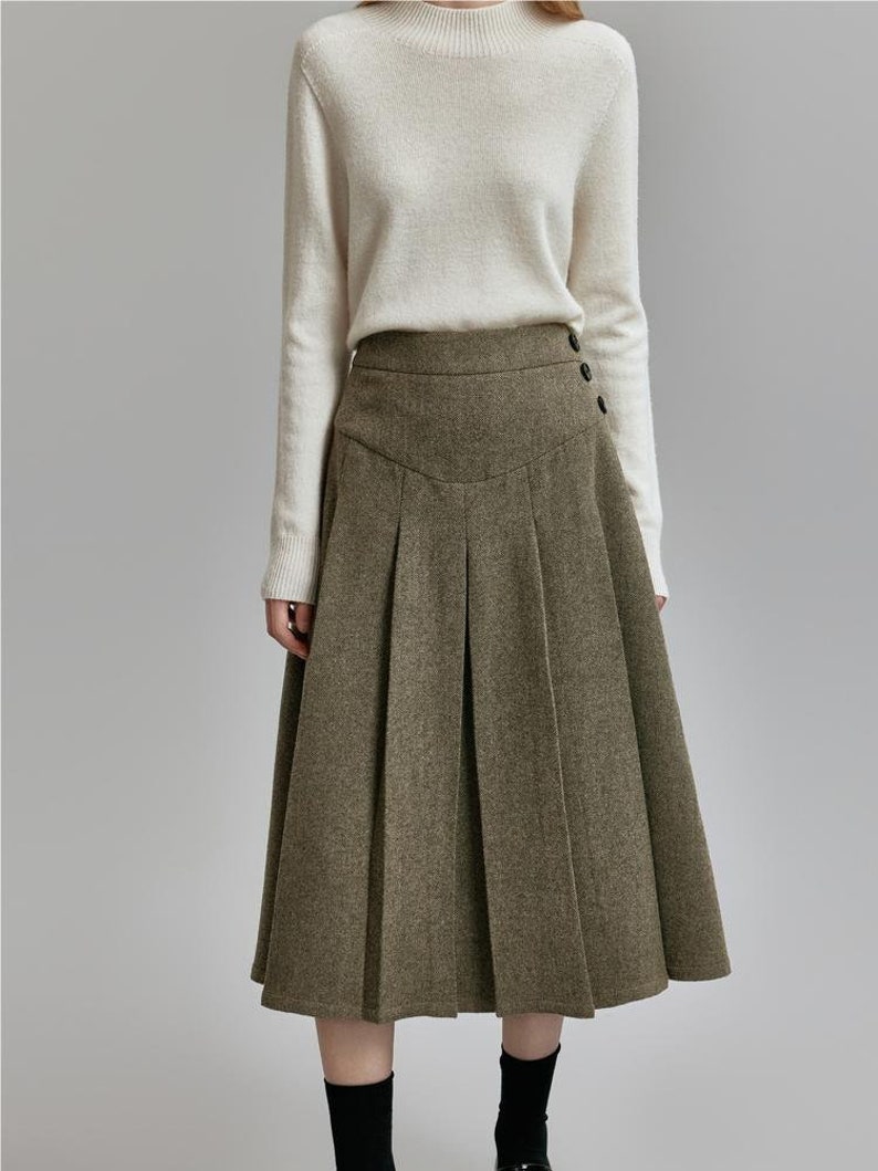 Wool Skirt, Midi Wool Skirt, Pleated Wool Skirt, Winter Wool Skirt ...