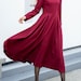 Red Wool Dress, Midi Wool Dress, Vintage Inspired Swing Wool Dress ...