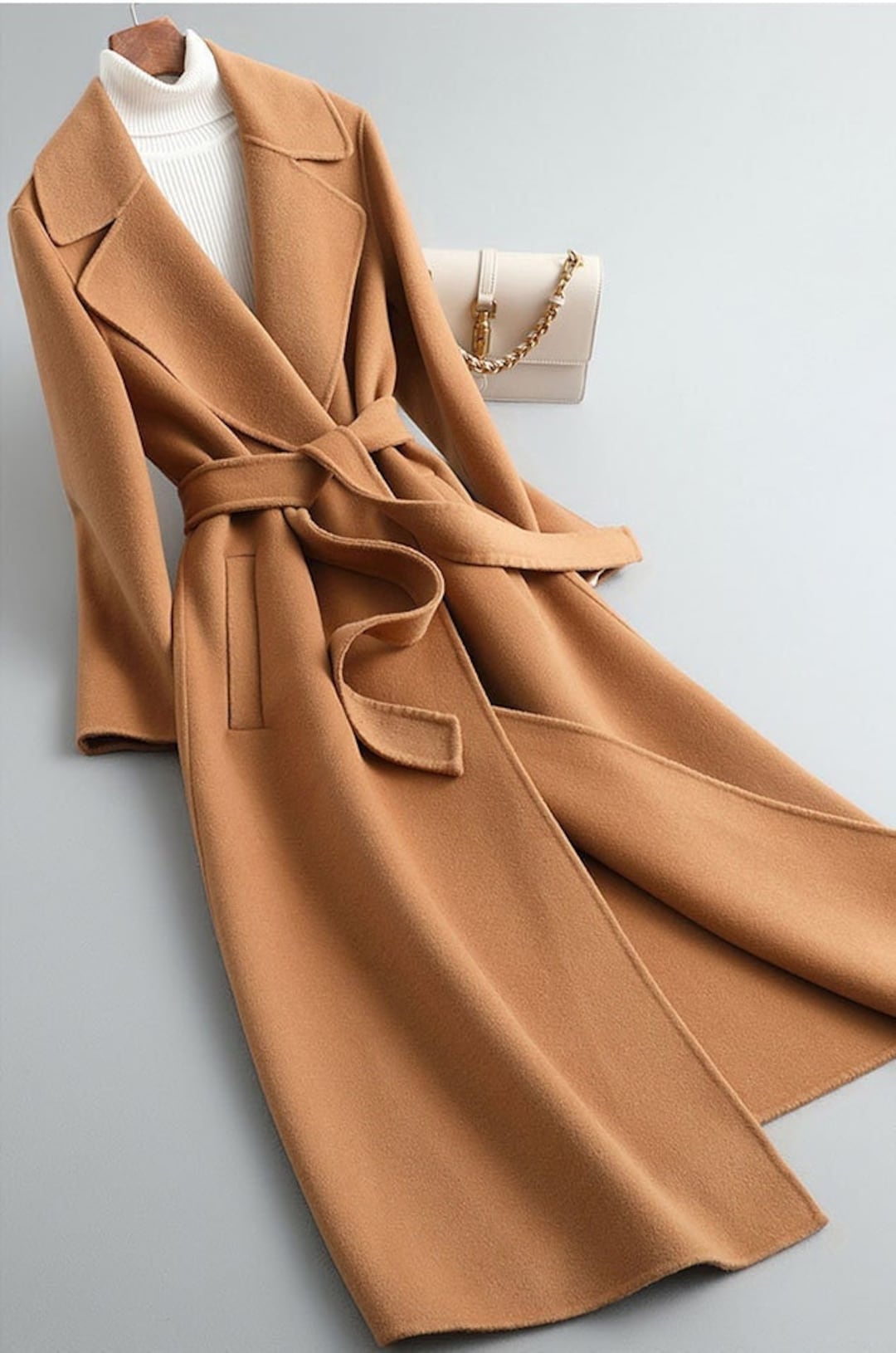 Wool Coat, Long Wool Coat, Wool Wrap Coat, Women's Autumn Winter Wool ...