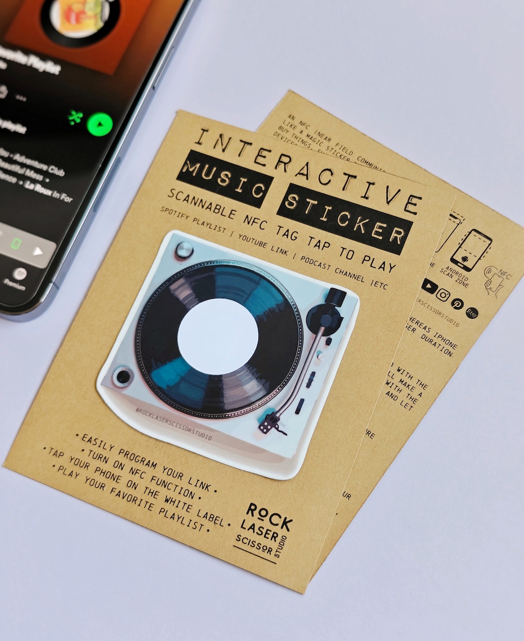 INTERACTIVE Scannable Music Sticker W/ NFC Chip Program Your Own ...