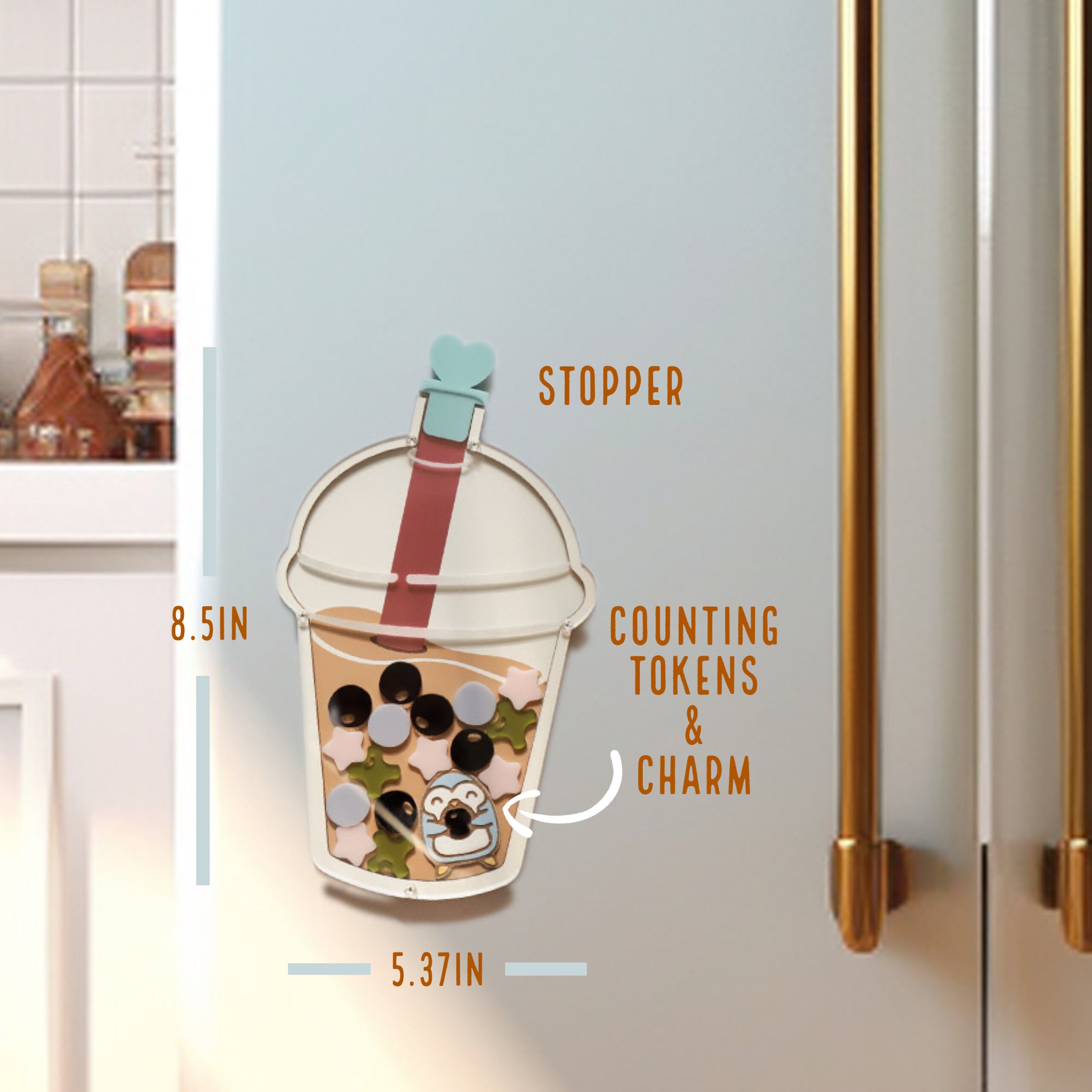 Digital SVG PDF ESP Reward Jar Bubble Tea Shaker W/ Penguin Charm Boba ...