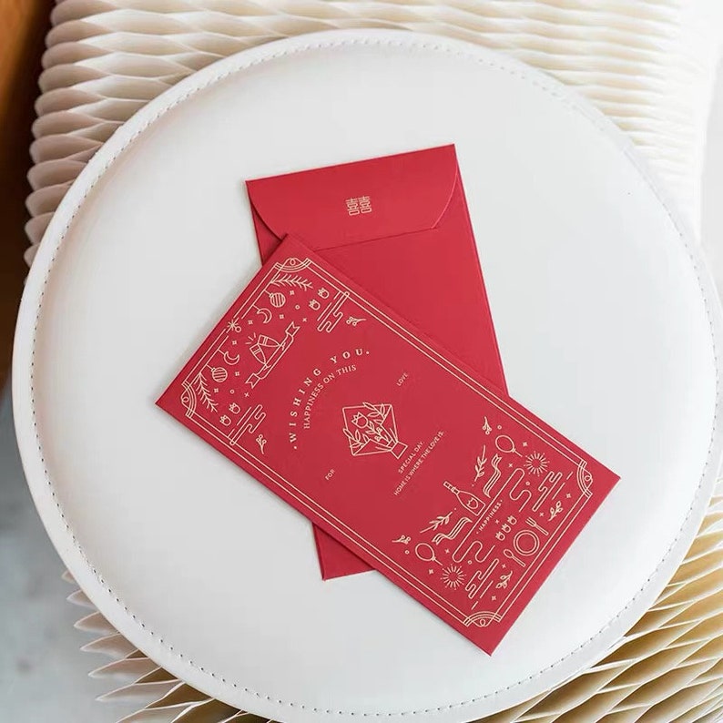 Well Wishes Chinese Wedding Money Envelopes Red Packets Set | Etsy