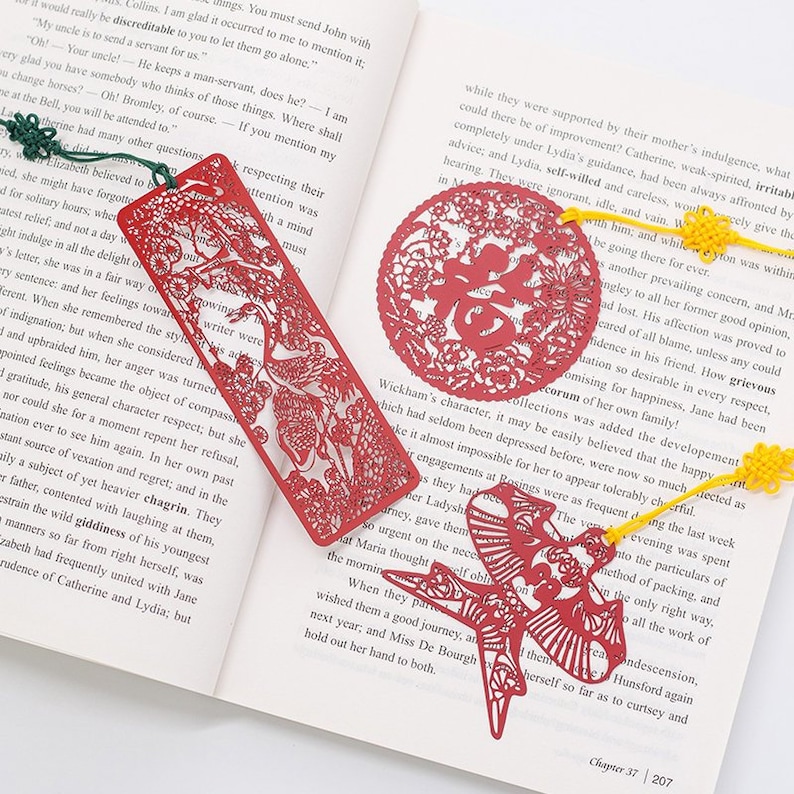 Metal Bookmark Chinese Gifts Papercut Chinese Calligraphy - Etsy Hong Kong
