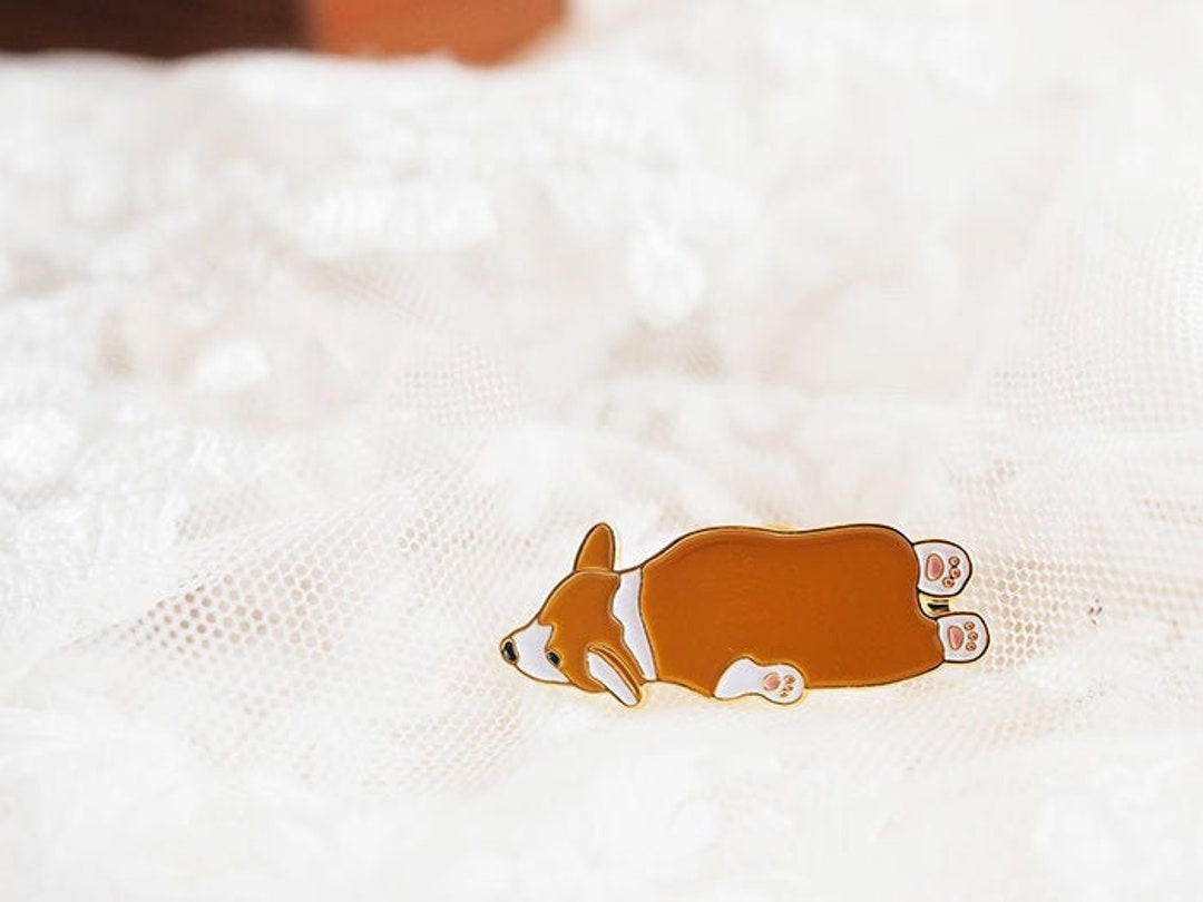 Cute Sleeping Corgi Hard Enamel Pin - Etsy